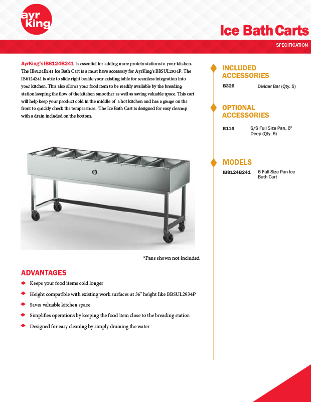 Ice Bath Cart | Food Ice Bath & Restaurant Ice Bin | AyrKing