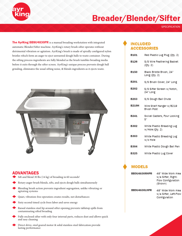 Breader Blender Sifter | Breading Table | AyrKing
