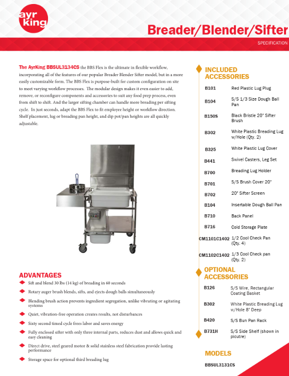 Breader Blender Sifter | Breading Table | AyrKing