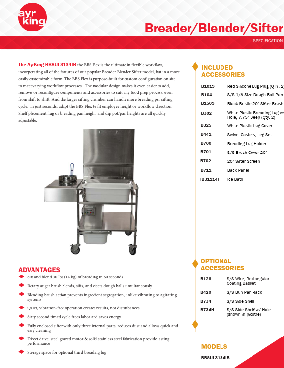 Breader Blender Sifter | Breading Table | AyrKing