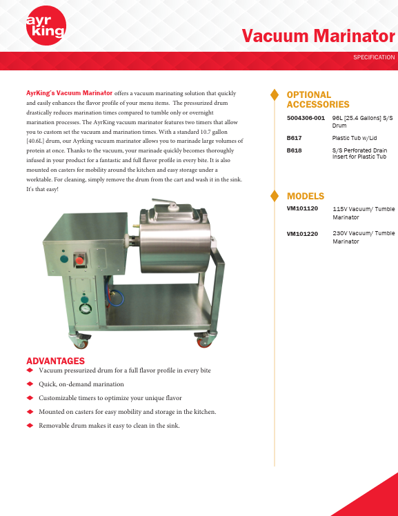 Vacuum Tumbler Marinator | Commercial Vacuum Tumblers | AyrKing